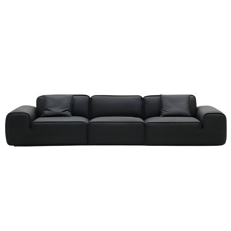 Modern Black Genuine Leather Modular Sofa - Doen Furniture